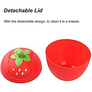 Manafun Cute Mini Waste Bins, Strawberry Desk Trash Can Roll Cover Wastebasket, Food Organizer for Office, Room, Desk, Bathroom (Pink)