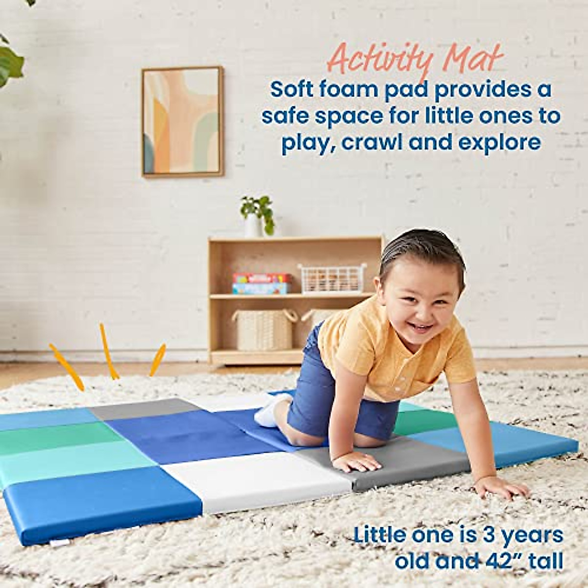 ECR4Kids SoftZone Square Dance Activity Mat, Folding Playmat, Contemporary