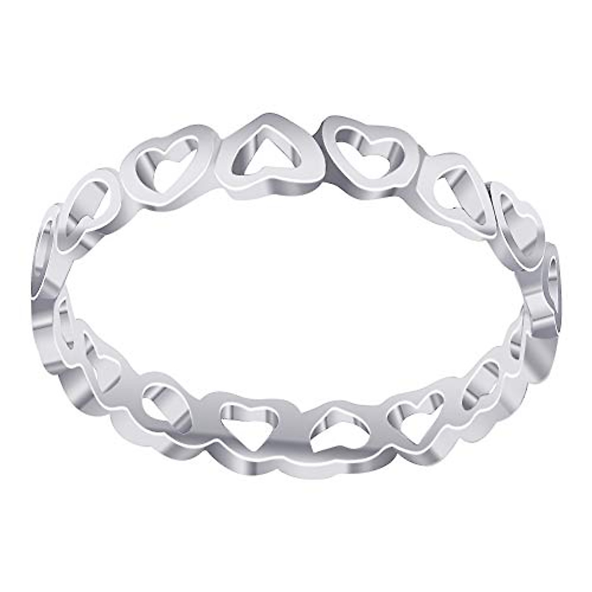 Gem Avenue 925 Sterling Silver Tiny Open Hearts 4mm Eternity Band Ring for Women Size 10