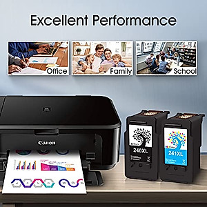 H&BO TOPMAE Remanufactured ink cartridges 240 and 241 Replacement for Canon PG-240XL CL-241XL for PIXMA MG3620 MX532 MX472 MX452 TS5120 MG2120 MG3520 MG3220 MX512 MG2220 Printers (1 Black 1 Tri-Color)