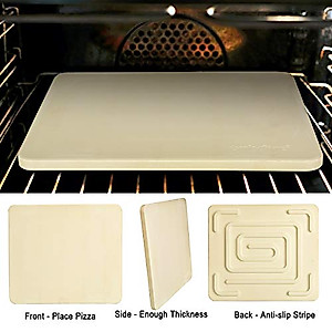 Onlyfire Pizza Stone for Oven BBQ and Grill, Thermal Shock Resistant, 14" x 16" Rectangular Large Bread Baking Stone, Heavy Duty Ceramic Baking Stone for Best Crispy Crust Pizza, Cookie and Cheese