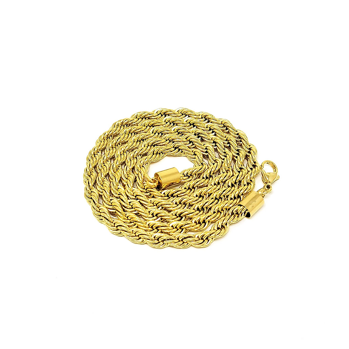 BA UNIQUE FASHION Stainless Steel Rope Chain 16,18, 20, 24 inches Necklace for Men and Women in Gold, Silver Tone (5mm 20", Gold Plated Stainelss Steel)