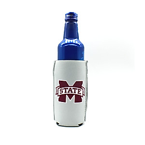 ZipSip NONMAGNET- MSU Adjustable All-In-One Coozie with Zippers for Cans, Bottles, Slim Cans, Pint Glasses, Party Cups – Can Cooler - Insolated Neoprene Sleeve - MSU Bulldogs Light Gray, Large