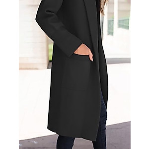 ANRABESS Women Cardigan Sweater Jackets Open Front Thick Knit Oversized Blazer Coatigan 2025 Fall Winter Long Coats Outwear Black Large