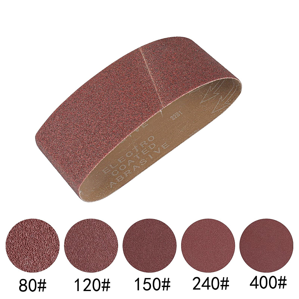 3X21 Sanding Belts 15PCS Belt Sander Paper Aluminum Oxide (3 Each of 80/120/150/240/400 Grits) Ideal for Wood Metal Paint Sanding