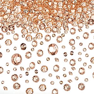 10000 Clear Wedding Table Scatter Confetti Crystals Acrylic Diamonds Rhinestones for Table Centerpiece Decorations Wedding Decorations Bridal Shower Decorations Vase Beads (Rose Gold, 3/6/ 10 mm)