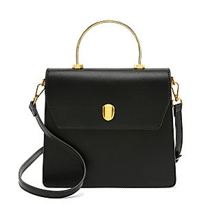 Scarleton Gold Top Handle Satchel Purses for Women, Handbags for Women, Crossbody Bags for Women, Shoulder Bag Purse Medium, H208401L - Black