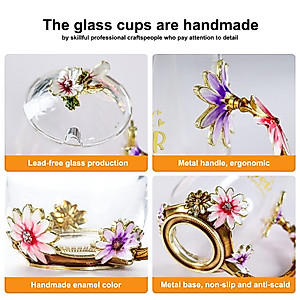 Vos Risus Daisy Flower Glass Coffee Mug Tea Cup with Spoon Set, Sometimes You Forget That You are Awesome Enamel Cup, Birthday, Mothers Day, Christmas, Gifts for Her, Friend, Mom, Grandma, Coworker