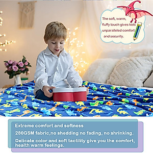 Warm Soft Toddler Fleece Blankets for Boys with Dinosaur Pattern Print - Cozy Fuzzy Plush Flannel Kids Throw Blanket for Daycare & School - 50x60 inches