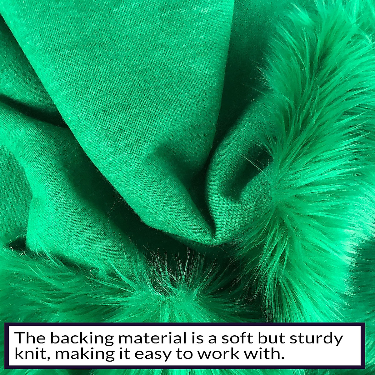 Bianna Emerald Kelly Green Faux Fur Fabric, by The Yard, American Seller, Luxury Shag Shaggy Material for Crafting, Sewing, Costumes, Fursuits, Home Decor (12x12 inches)