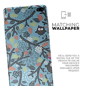 DesignSkinz Blue and Black Branches with Abstract Big Eyed Owls Protective Vinyl Decal Wrap Skin Cover Compatible with The Samsung Galaxy S20 (Screen Trim & Back Glass Skin)