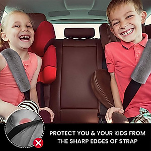 Andalus Australian Merino Sheepskin Seat Belt Covers - 100% Authentic, Ultra-Soft, Hypoallergenic, Neck Protection Pads for Cars & Backpacks (Pack of 2, Grape Red)