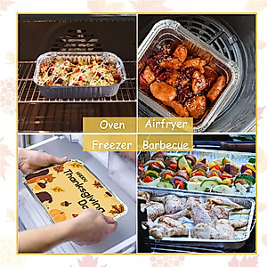 42PCS Thanksgiving Leftover Containers, Thanksgiving Tin Foil Containers with Lids Turkey Aluminum Disposable Food Storage Pans for Fall Party Leftovers, Holiday Treats, Thanksgiving Party Favors