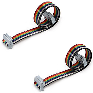 Fielect 2pcs IDC Rainbow Wire Flat Ribbon Cable 10 Pin 30cm Length 2.54mm Pitch