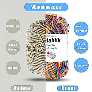 Kulahlik 250g(5x50g) Acrylic Yarn for Crochet/Knitting, Colorful Gradient Yarn Thread, 5 Rolls Skeins, Perfect for Any Knitting Crochet and Crafts Mini Project