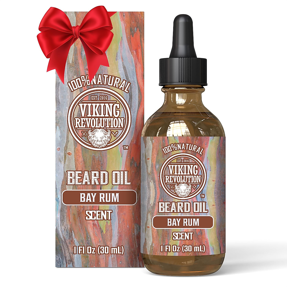 Viking Revolution Bay Rum Beard Oil for Men - Natural Softener and Conditioner with Argan & Jojoba Oils for Strengthening and Moisturizing