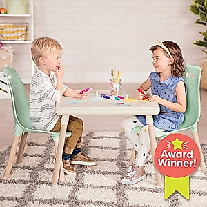 B. toys- B. spaces- Table and Chair Set- Furniture For Toddlers- 1 Craft Table & 2 Chairs- Natural Wooden Legs- Mint- 3 years +