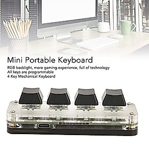 USB Mini 4 Button Keyboard, RGB Mechanical Gaming Keyboard, HID Programmable Keyboard for Laptop Desktop, PC, Surface Pro, Laptop