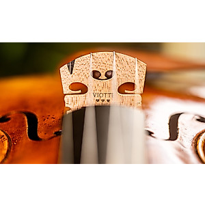 Viotti Violin Bridge 4/4: Finer Grade Solid Maple Violin Bridge, Pre-Cut & Pre-Fitted to Fit Most 4/4 Violins, Crafted by Highly Skilled Experts for Sharper Sound, Volume, Beauty & Clarity