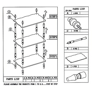 Frenchi Home Furnishing 3-Tier Shelves