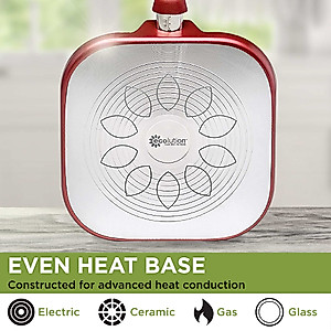 Ecolution Evolve Heavy-Gauge Aluminum with a Soft Silicone Handle, Dishwasher Safe, Non-Stick, 11-Inch Griddle, Crimson Red