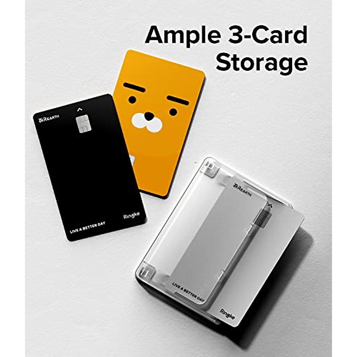 Ringke Magnetic Side Slot Card Holder for Phone Case, Business Card Holder for Back of Phone, ID Credit Card Wallet Compatible with Magsafe, and iPhone 14, 13, 12, Pro Max Mini - Clear Mist