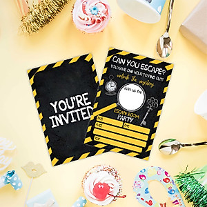 AWSICE Escape Room Birthday Invitations, Mystery Double-Sided Fill-In Invite Cards For Birthday Party, 20 Invitations With Envelopes, Decorations,Party Favor And Supply-A30