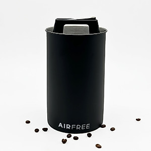 Skywin Metal Canister with Seal Lid, Black Coffee Canister, Coffee Container, Coffee Bean Storage, Vacuum Coffee Canister, Push Out Excess Air Preserve Food Freshness