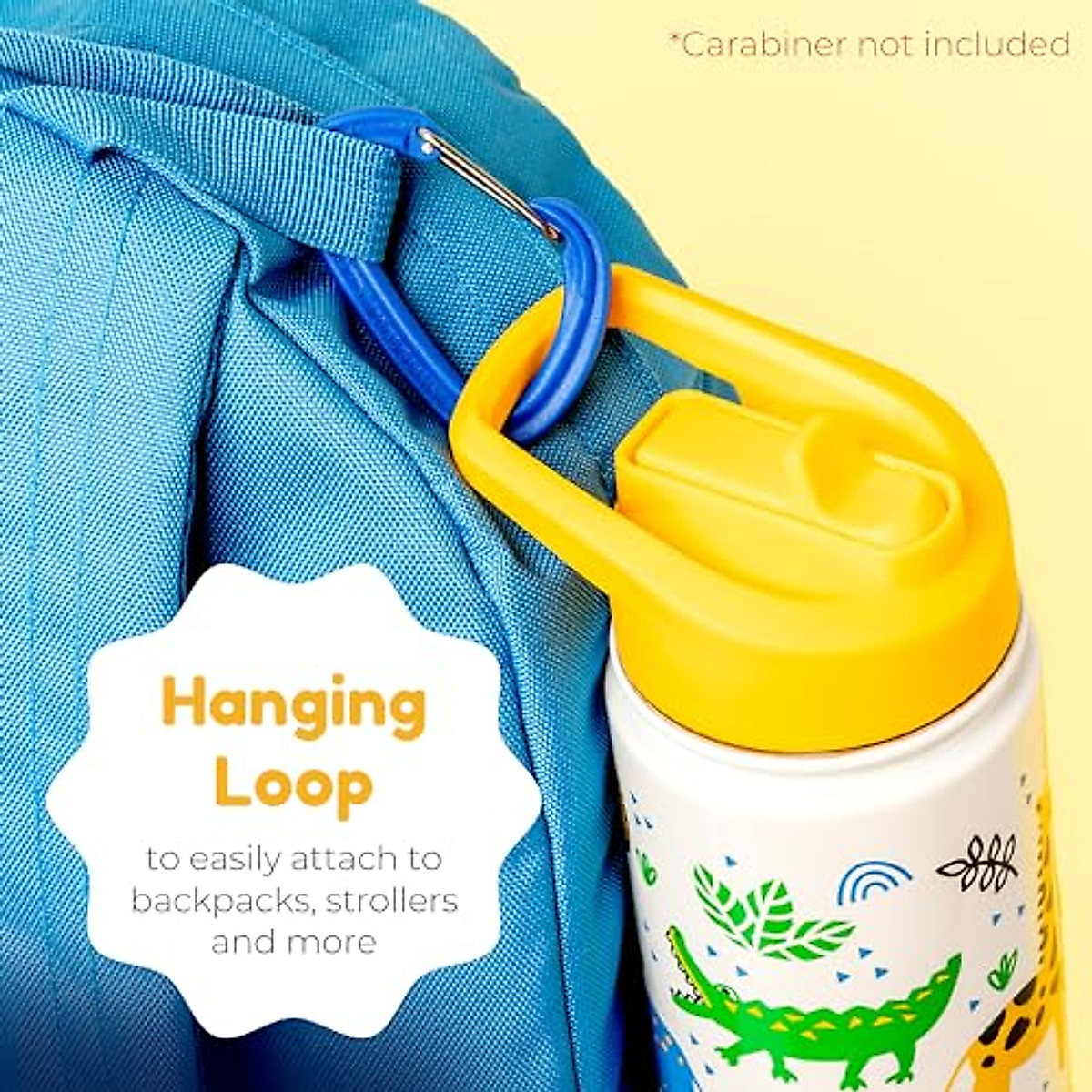 BOZ Kids Water Bottle for School with Straw Lid, Stainless Steel Insulated Water Bottle for Kids, Toddler Water Bottle, Leak Proof Water Bottle for Kids and Toddlers, 14 oz (414ml) (Safari)