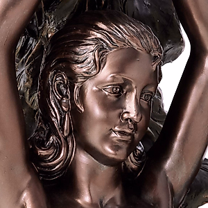 Design Toscano The Peacock Goddess Sculptural Floor Torchière Lamp, 74 Inch, Bronze Verdigris Finish