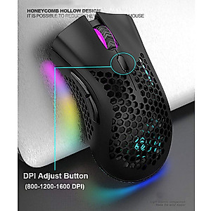 Lightweight Gaming Mouse,Rechargeable Wireless Gaming Mouse with USB Receiver RGB Backlight Computer Mouse for Laptop PC
