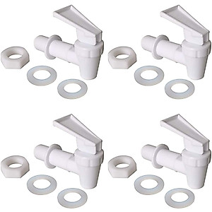 Replacement Cooler Faucet Water Bottle Jug Reusable Tap Spout Beverage Lever Pour Dispenser Valve Gravity Water Spigot Plastic Spigot （4 pieces of White）