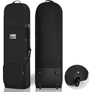 DAREKUKU Golf Travel Covers for Airlines with Detachable Shoulder Straps, Soft Foldable Golf Club Travel Bags, 900D Heavy Duty Oxford -Universal Size, Black