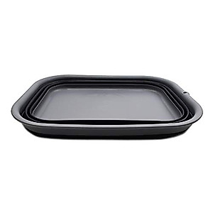 SAMMART 12L (3.17 Gallon) Collapsible Tub - Foldable Dish Tub - Portable Washing Basin - Space Saving Plastic Washtub (1, Grey/Black)