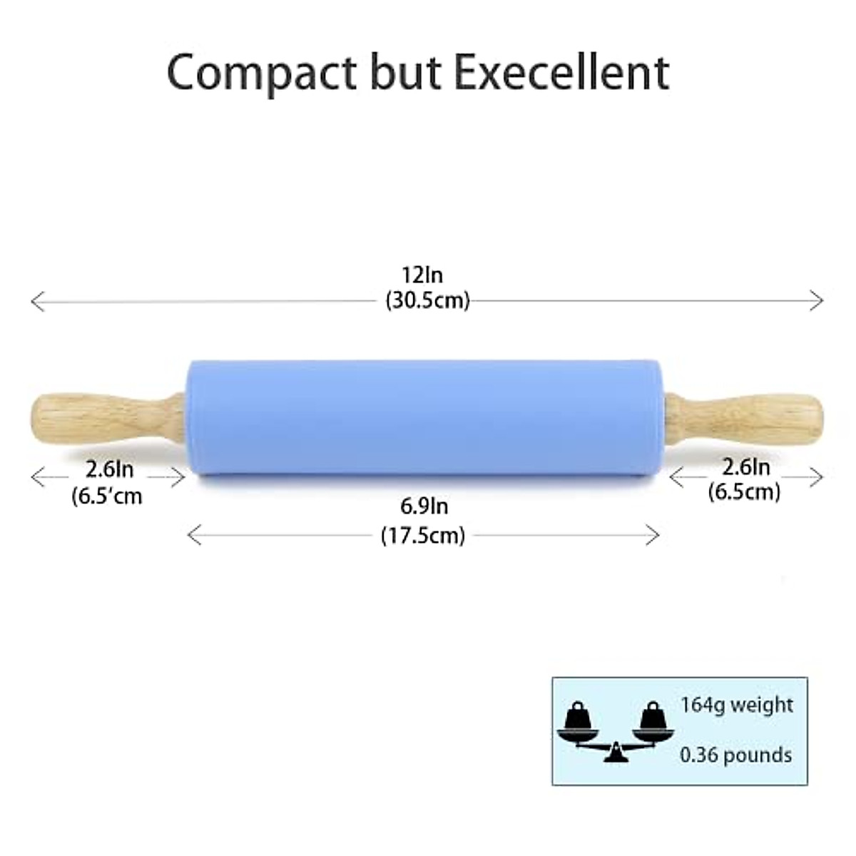 Remeel Silicone Rolling Pin for Baking Non-stick Rolling Pin Dough Roller Wooden Handle Kitchen Accessories Pastry Roller
