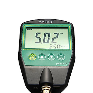 AMTAST Portable pH Meters for Meat Fruit Drinks Food pH Testing with Stainless Steel Penetration Blade pH Probe, Range 0~14Ph, Temp 0~100°C