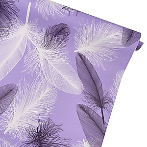 Yifasy Shelf Liner Purple Feather Removable Furniture Paper Cover Drawer Chest Cabinet Doors 17.8 Inch by 9.8 Feet