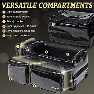 Fanwoli 28" Dance Bag | Shine-Bright Collection | Waterproof Glittering Fabric | Ideal Competition Duffle Bag with Garment Rack | Sparkle Black