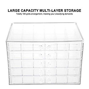 Nail Tip Storage,Nail Decoration Storage Box,120 Grids Sequence Organize Box Transparent Empty Nail Tips Organizer Holder Container Nail Display Jewelry Case