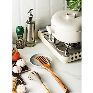 Miamolo Ceramic Spoon Rest for Kitchen Counter, Kitchen Spoon Holder for Stove Top, Cooking Utensil Rest with Drip Tray for Ladles Tongs Spatula, Dishwasher Safe, Light Gray