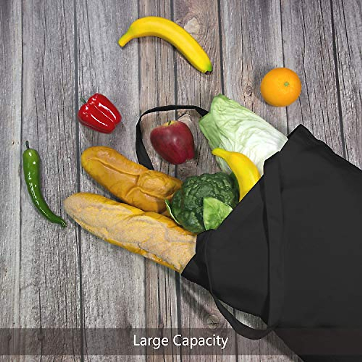 TOPDesign 2 | 6 | 12 Pack Super Strong Large 17.5"x16.5"x5" 10oz Cotton Canvas Tote Bag, Reusable Grocery Shopping Bags, Blank Black Bags for Crafts, DIY Your Creative Designs (Pack of 2)