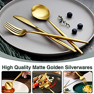 60 Pieces Stainless Steel Silverware Set, Flatware Cutlery Set Service for 12, Tableware Cutlery Set Include Knife Fork Spoon Set, Utensils for Home, Restaurant, Hotel, Dishwasher Safe (Gold)