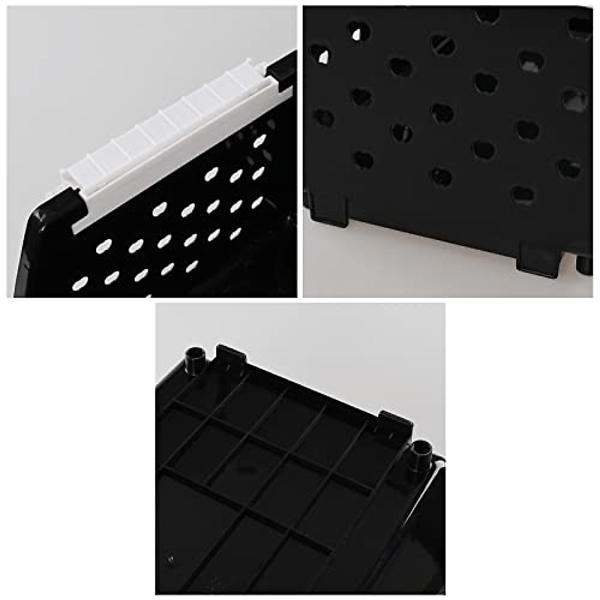 Vababa 3-Pack Plastic Stacking Storage Basket, Stackable Bin Organizer, Black