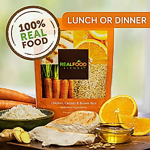 Real Food Blends Chicken, Carrots & Brown Rice - Pureed Food Meal for Feeding Tubes, 9.4 oz Pouch (Pack of 12 Pouches)