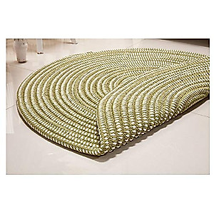 Hand Woven Round Area Rugs Living Room Bedroom Study Computer Chair Cushion Base Mat Round Carpet Lifts Basket Swivel Chair Pad Coffee Table Rug(2' Round, Green)