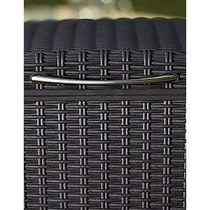 Keter Pacific 33 Gallon Resin Rattan Large Outdoor Trash Can with Lid – Perfect for Backyard Hosting, Patio and Kitchen Use, Brown