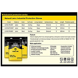 Chemical Resistant Gloves,Safety Work Cleaning Protective Heavy Duty Industrial Gloves,Natural Latex 12.2" Length Black 1 Pair Size M (Medium)