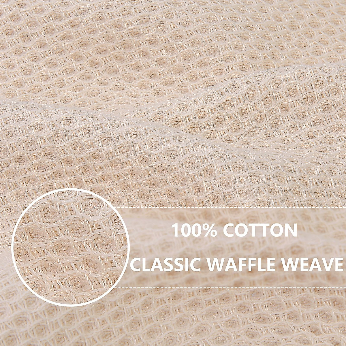 Homaxy 100% Cotton Waffle Weave Kitchen Dish Towels, Ultra Soft Absorbent Quick Drying Cleaning Towel, 13 x 28 Inches, 4-Pack, Beige