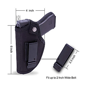 Fonrroni Concealed Carry Holster, Universal Holster, Inside The Waistband Bundle, Holster for Man/Woman Fits Right Hand and Left, Compact Subcompact Handguns, Black