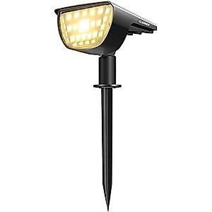 CLAONER 32 LED Solar Landscape Spotlights, Wireless Waterproof Solar Landscaping Spotlights Outdoor Solar Powered Wall Lights for Yard Garden Driveway Porch Walkway Pool Patio-Warm White(1 Pack)